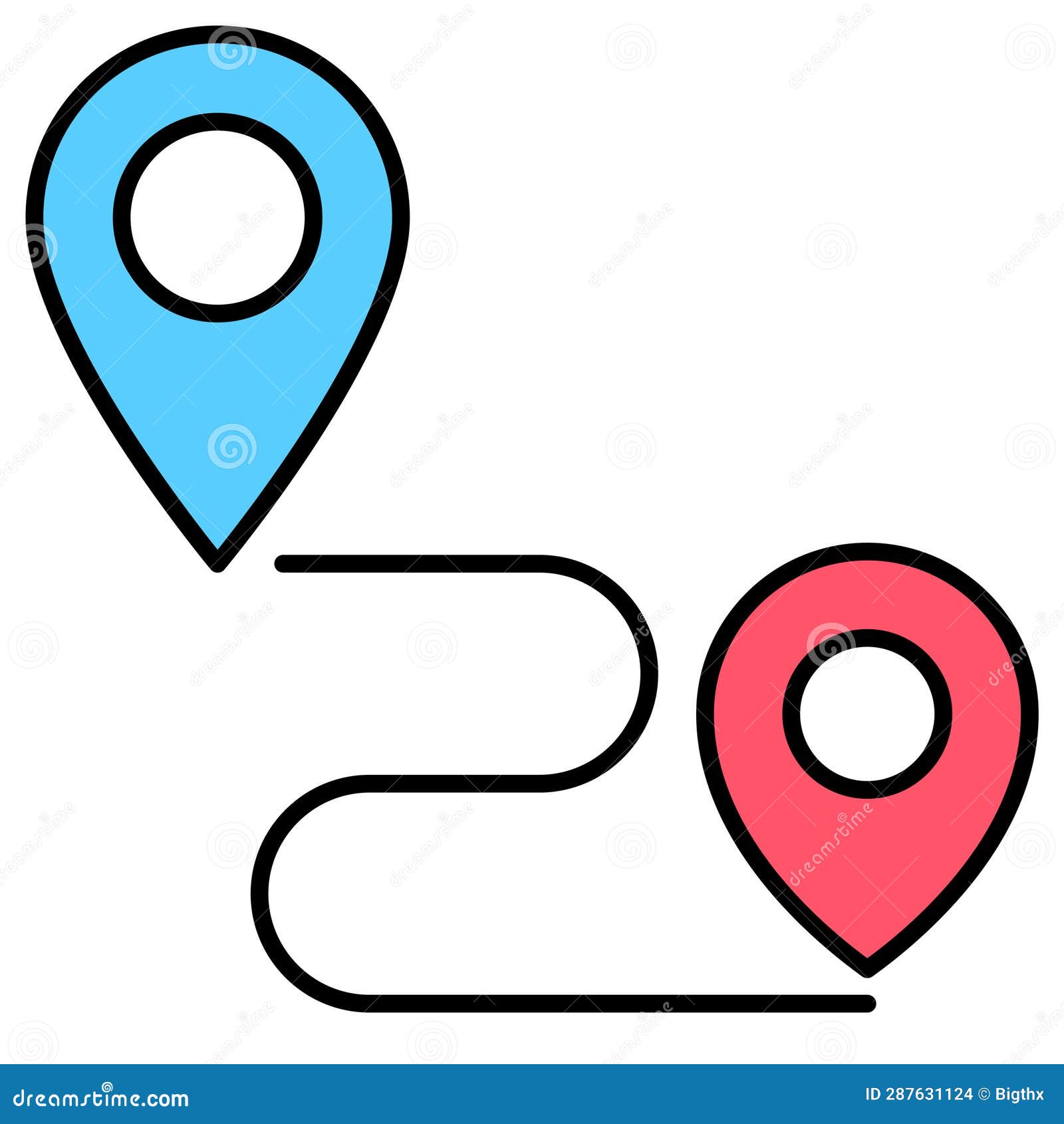 Route Tracking Icon. 2 Pins Path Illustration Vector Logo Stock Vector ...