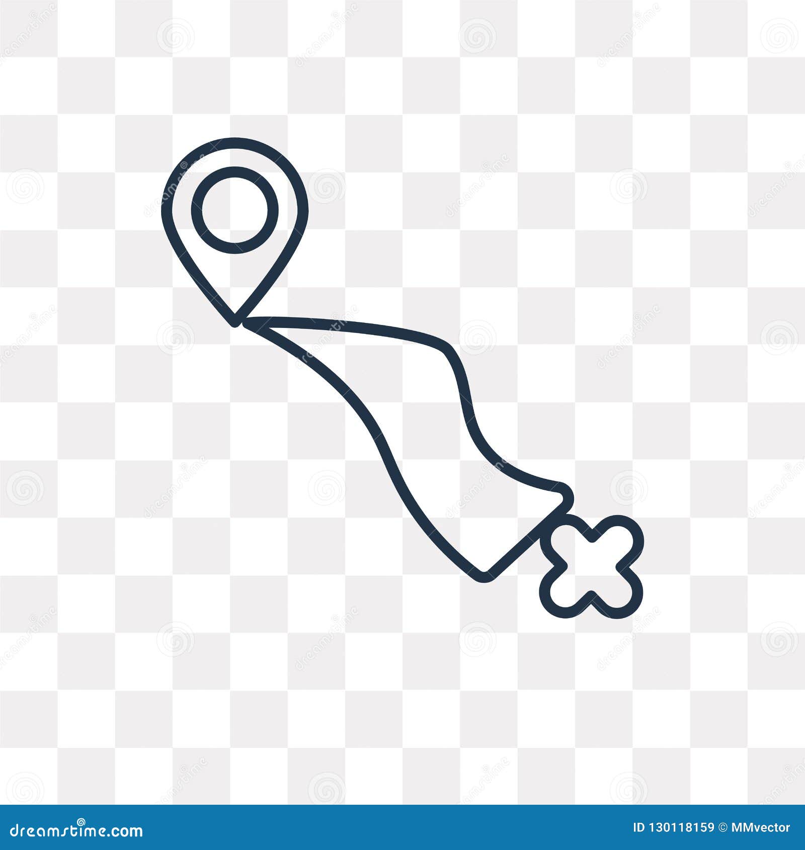 Route Vector Icon Isolated on Transparent Background, Linear Route ...