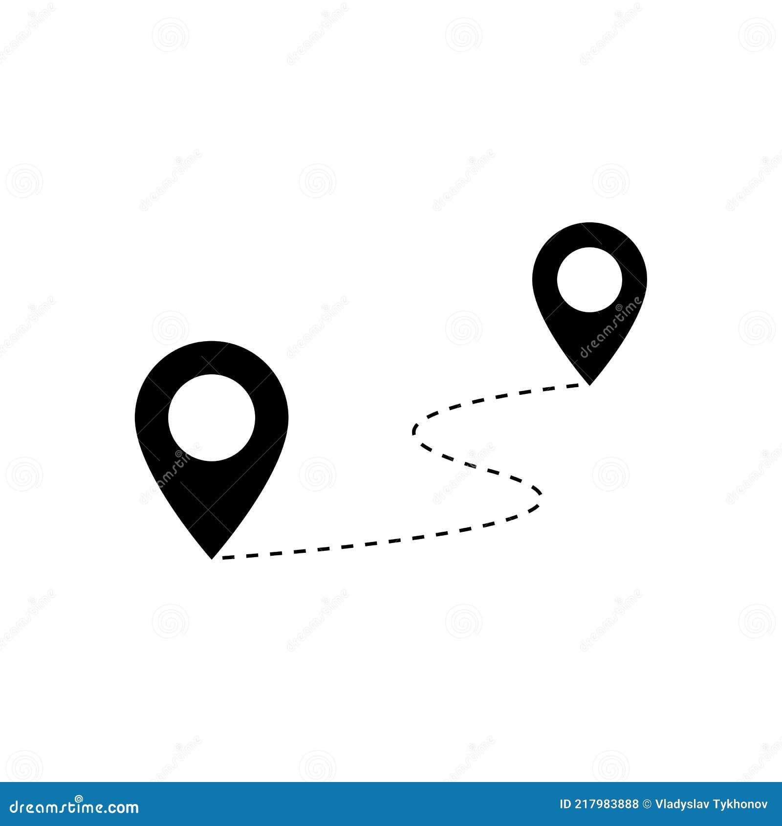 Route Vector Icon. Route To Destination with Map Pin and Doted Line ...