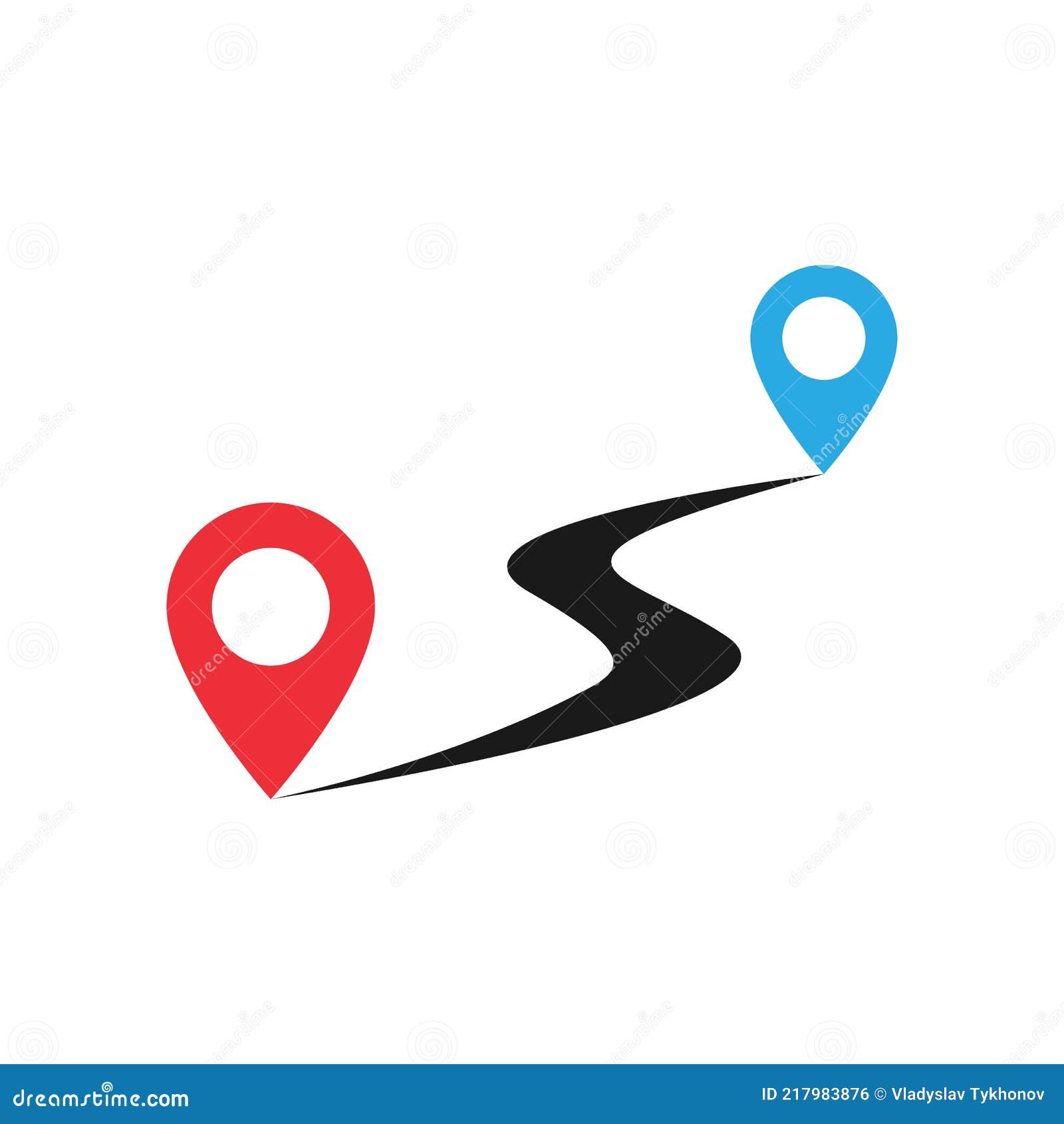 Route Vector Icon. Route To Destination with Map Pin Symbols. Vector ...