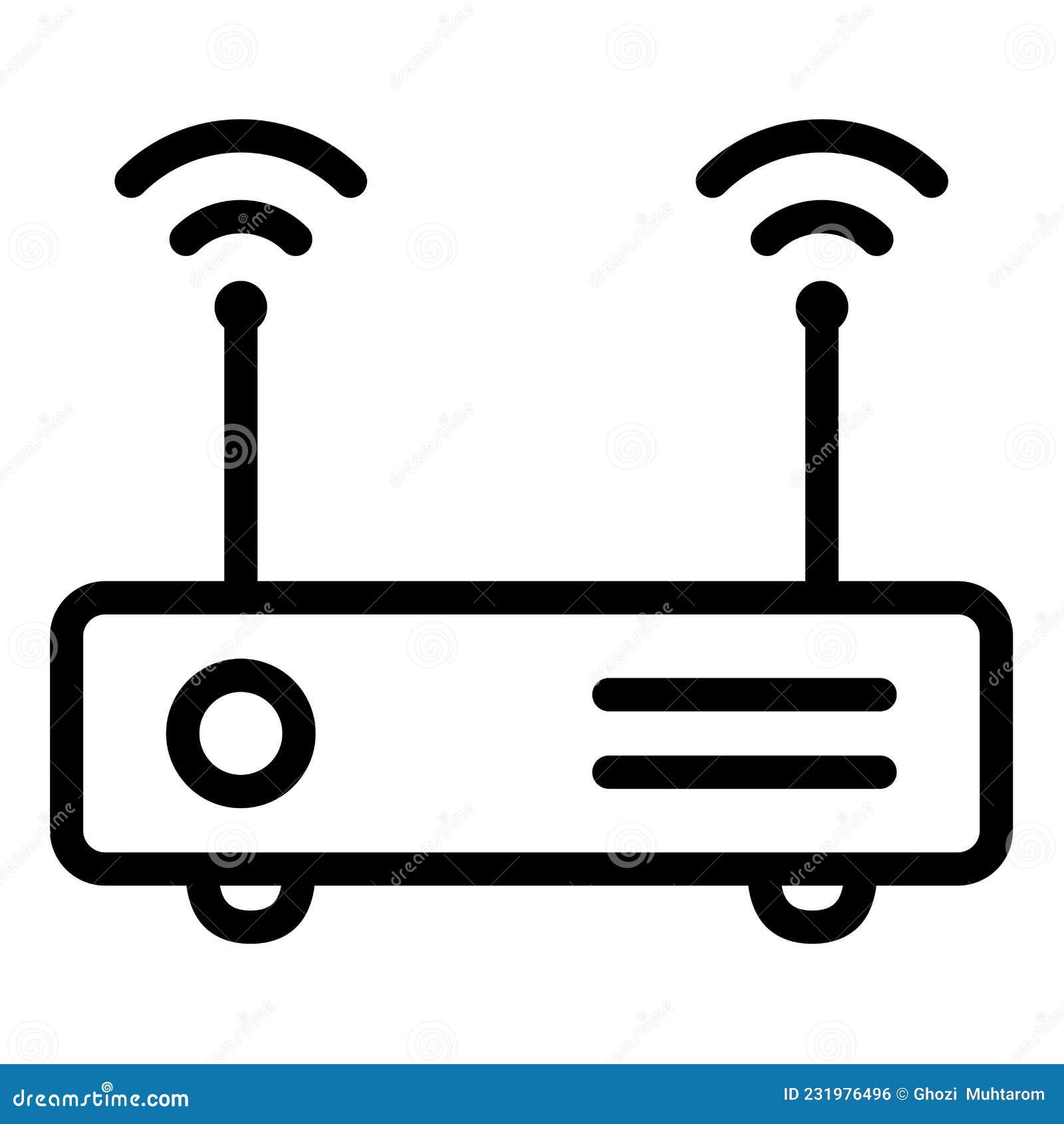 Router Access Point Wireless Modem Single Isolated Icon with Outline ...