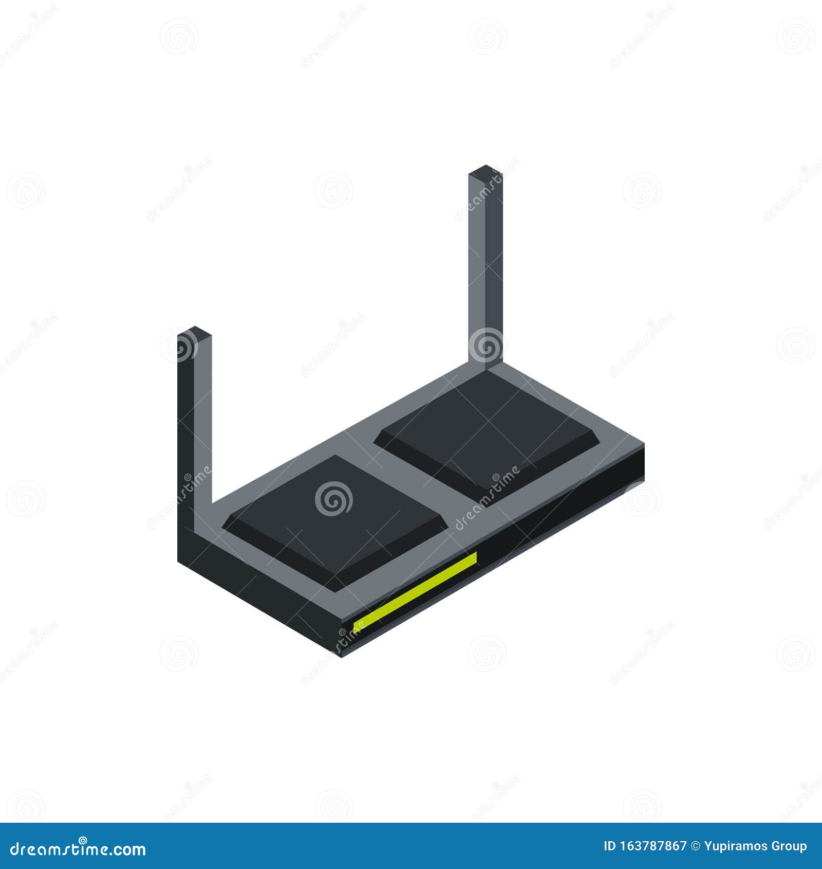 Router Antenna Technology Hardware Device Computer Isometric Stock ...