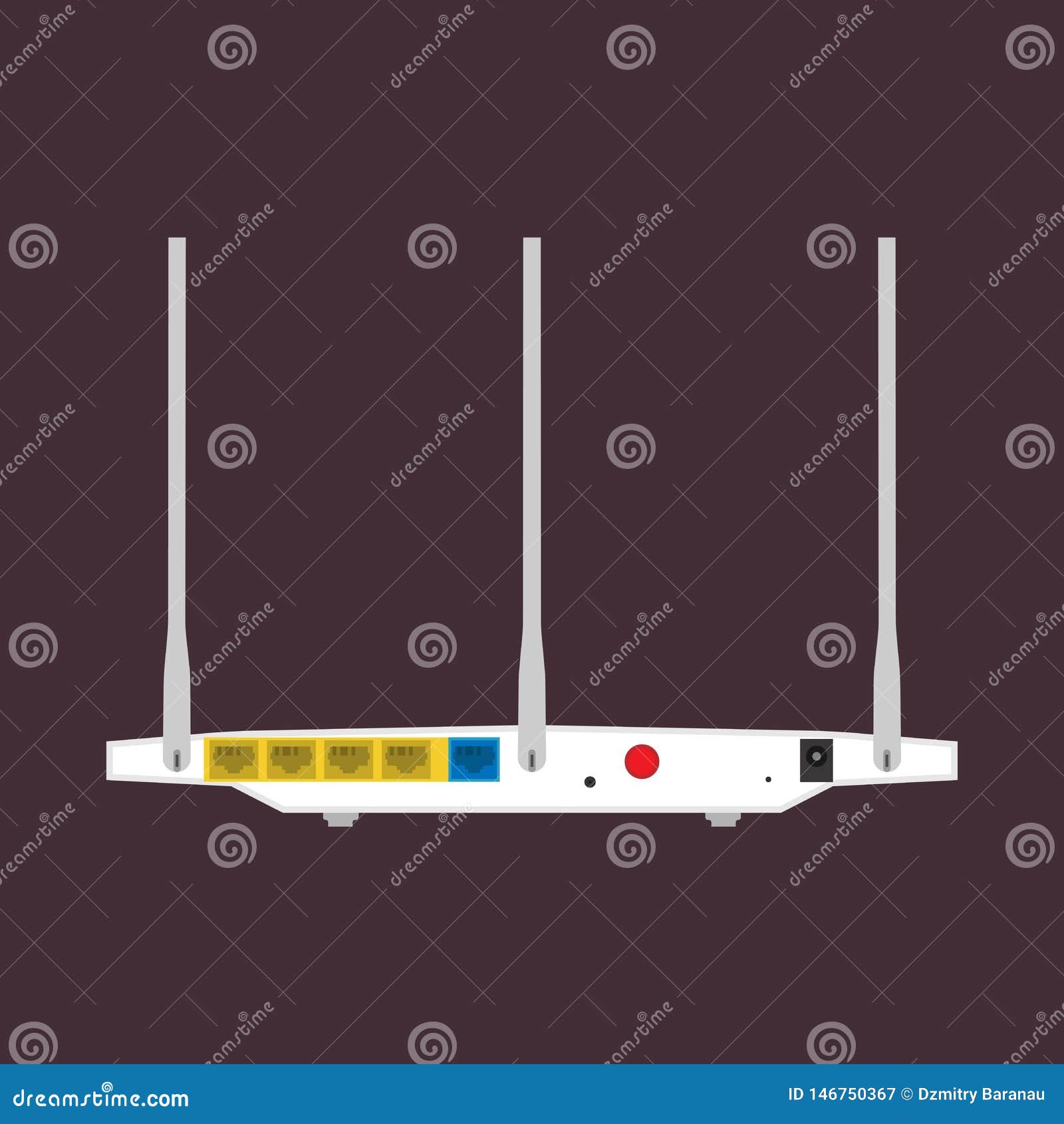 Router Back View Vector Icon Isolated Network. Computer Internet ...