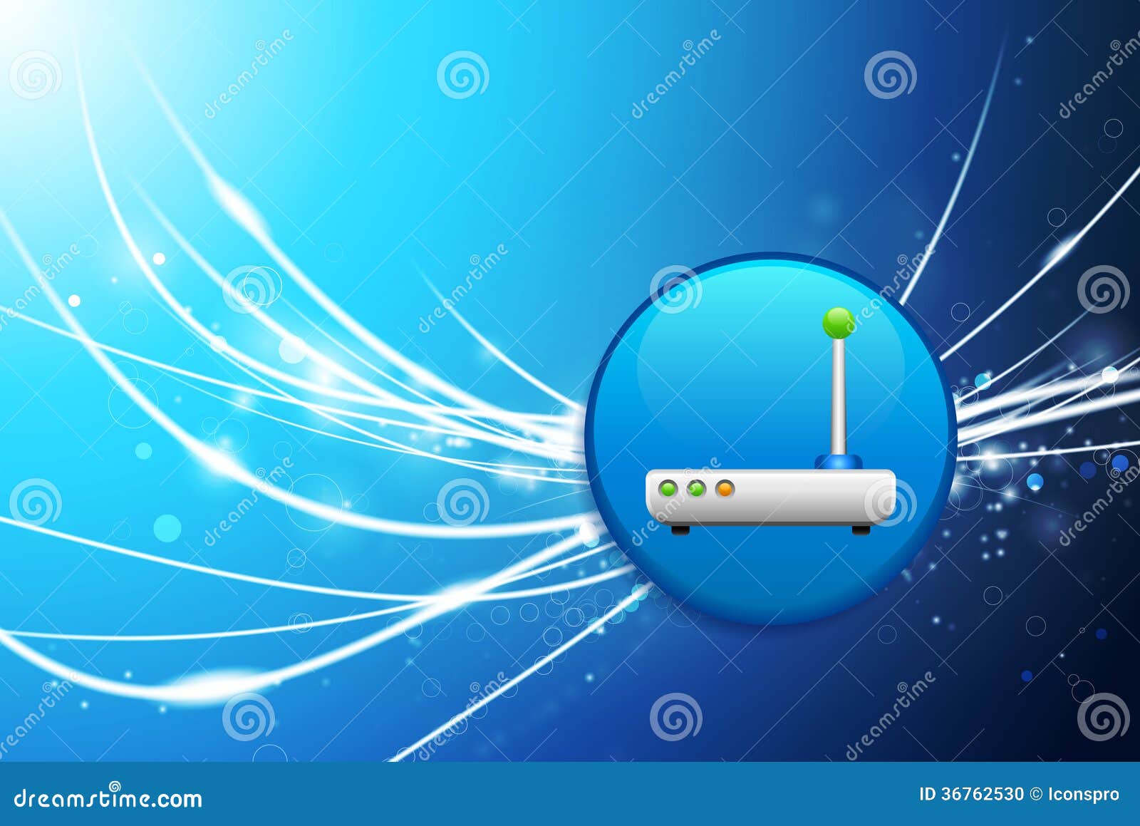 Router Button on Blue Abstract Light Background Stock Illustration ...