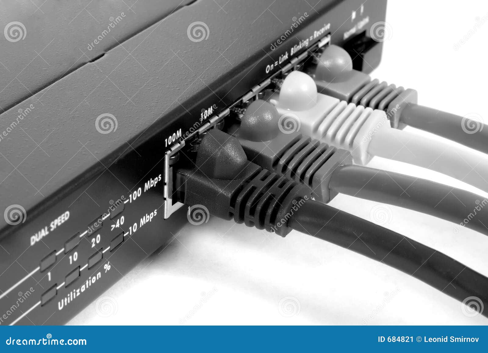 Router and cables B&W stock image. Image of port, electronic - 684821