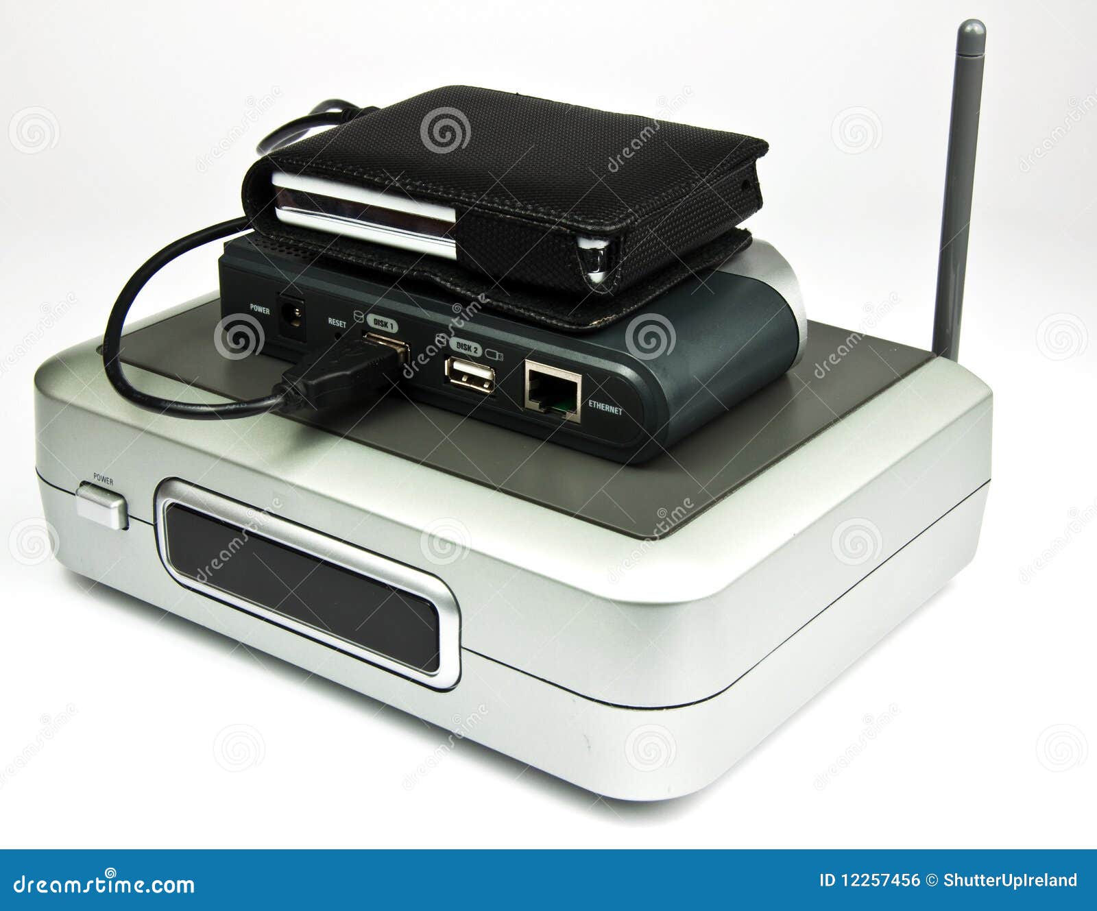 Router Connected To External Remote Media Stock Photo - Image of data ...