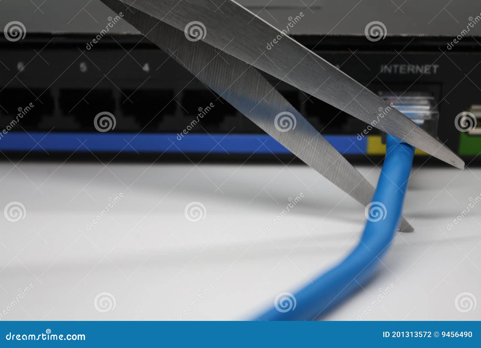 Router and Cut-off Internet Cable Stock Photo - Image of internet, rg45 ...
