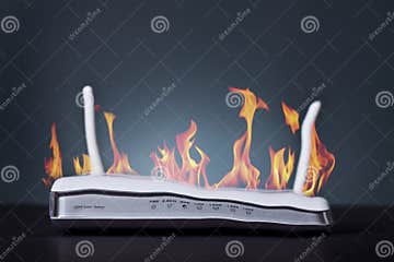 Router on fire stock photo. Image of wireless, intranet - 22367852