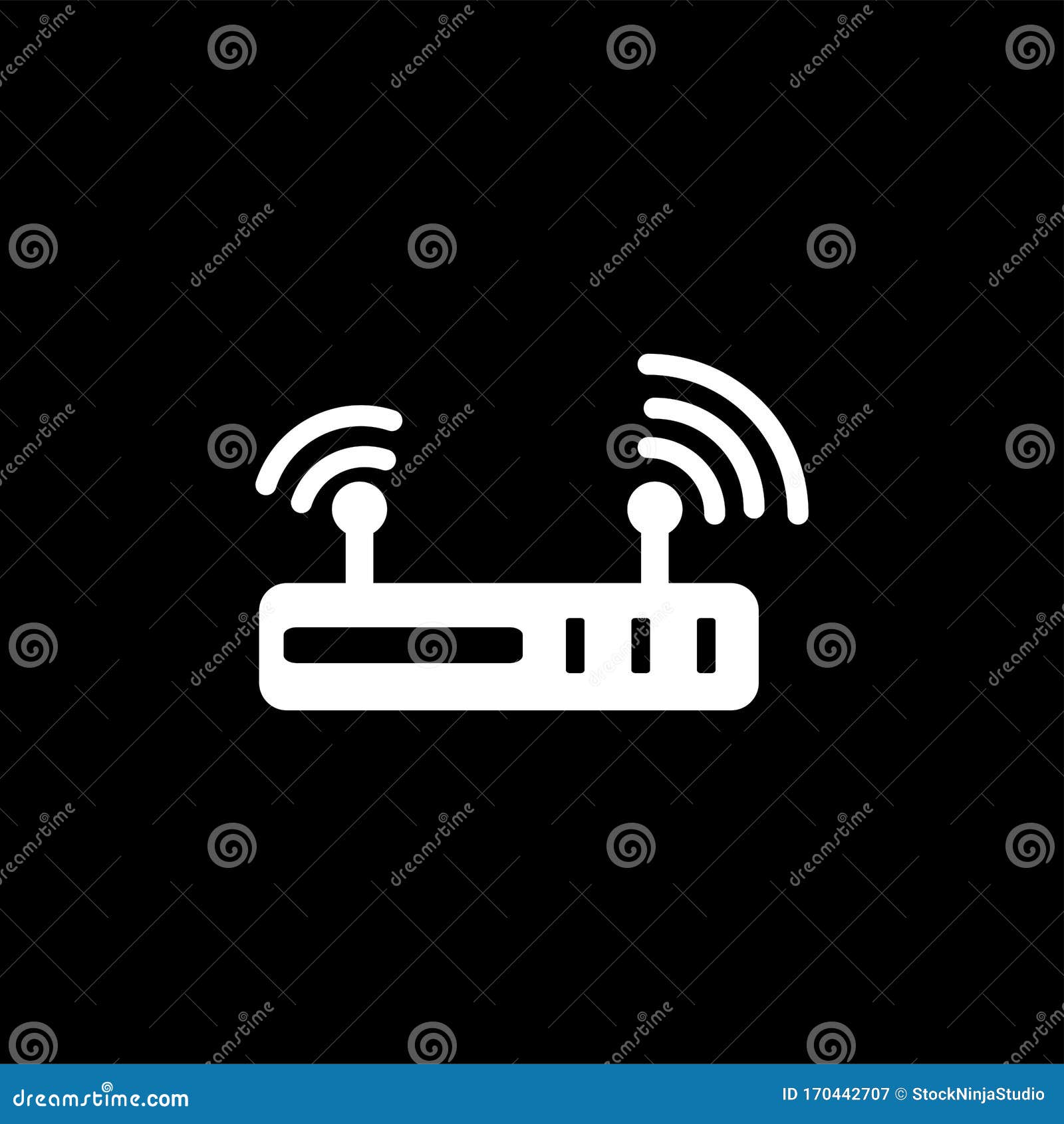 Router Icon on Black Background. Black Flat Style Vector Illustration ...