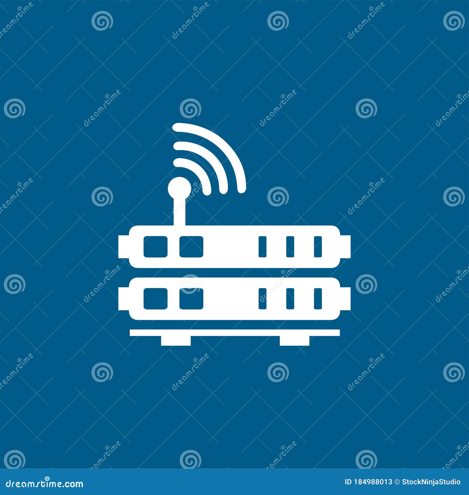 Router Icon on Blue Background. Blue Flat Style Vector Illustration ...