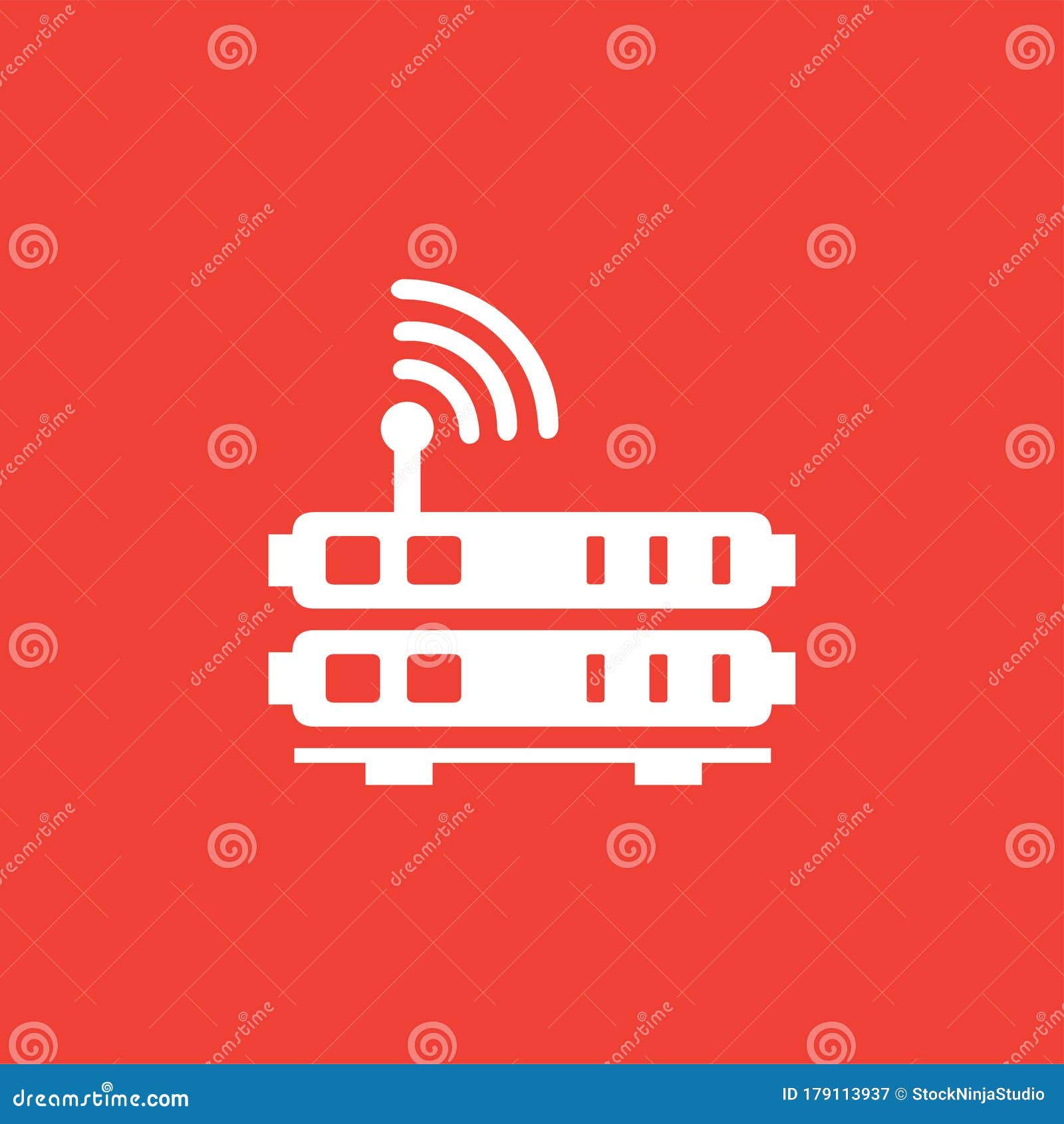 Router Icon on Red Background. Red Flat Style Vector Illustration Stock ...