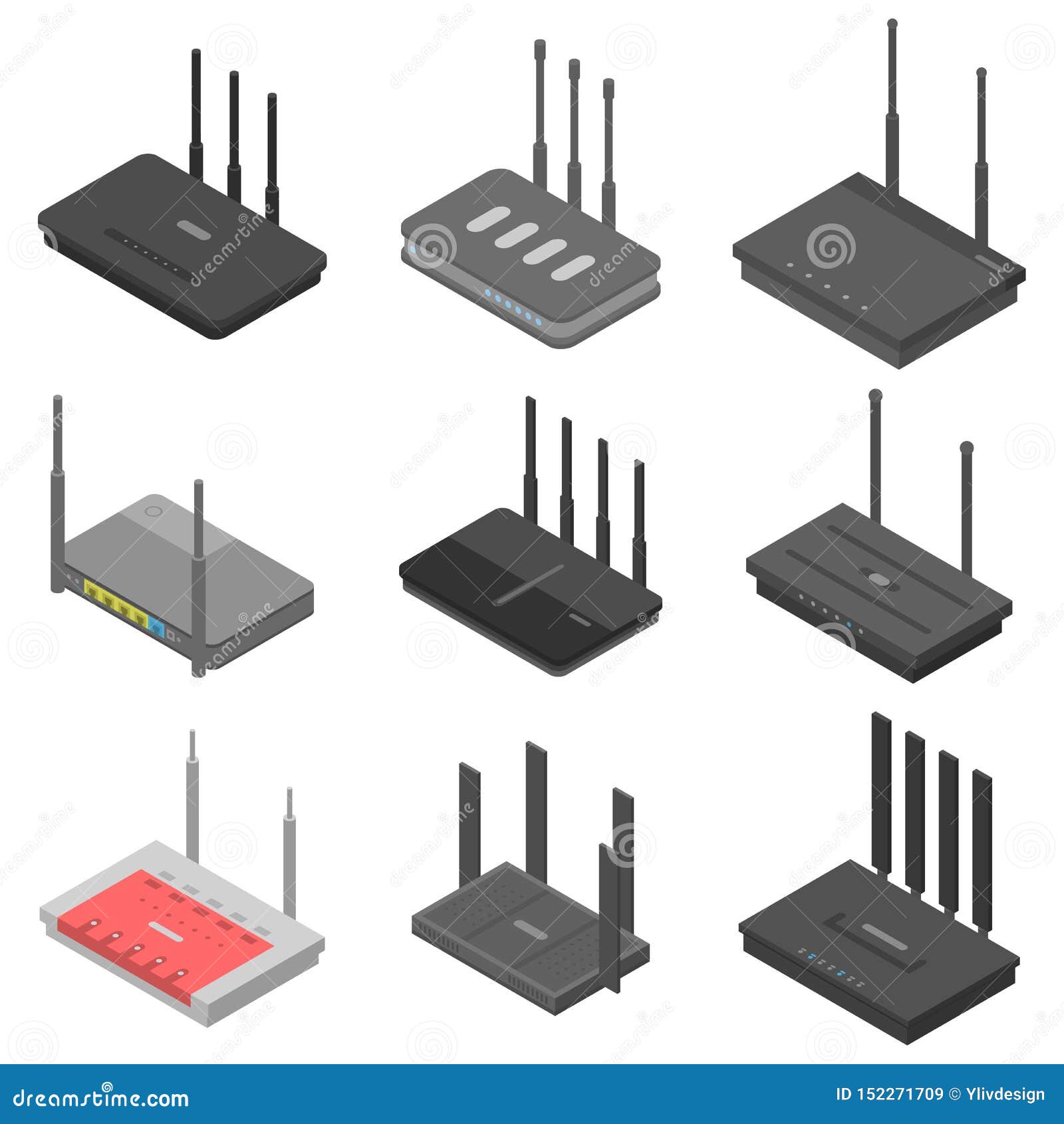 Router Icons Set, Isometric Style Stock Vector - Illustration of ...