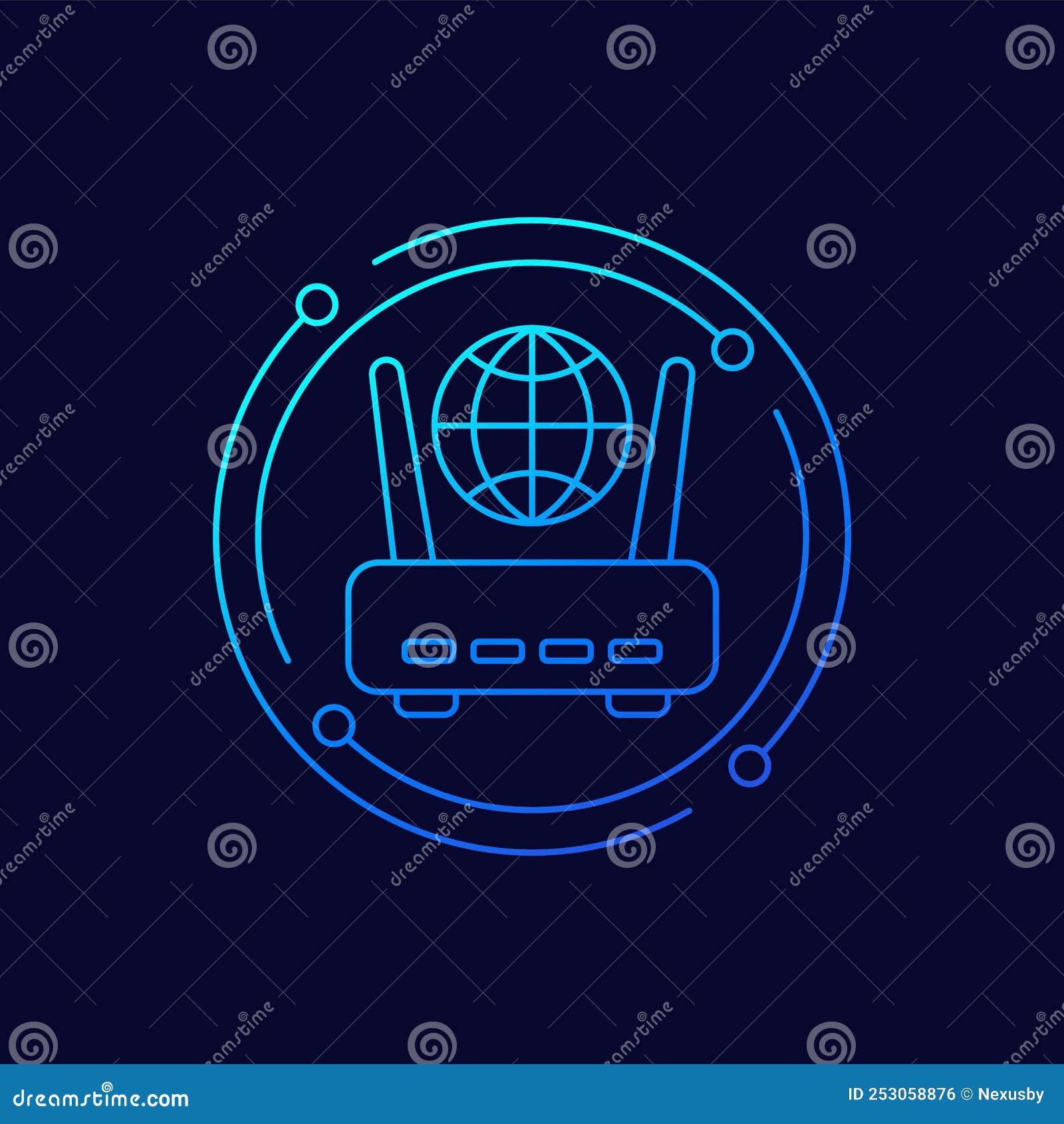Modem Line Icons Collection. Connection, Transmit, Receive, Signal ...