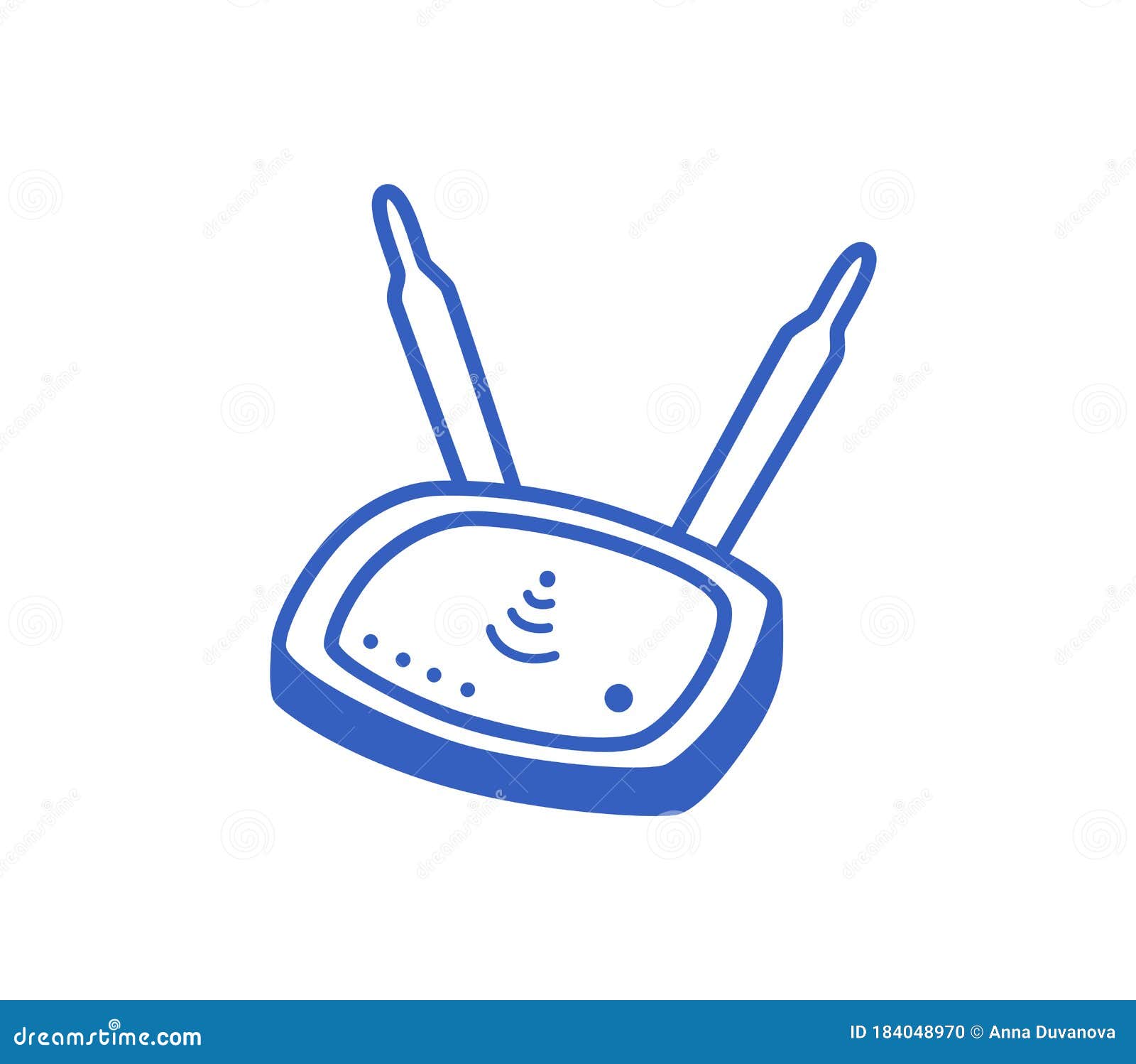 Router Isolated on White, Linear Icon in Doodle Style. Stock Vector ...