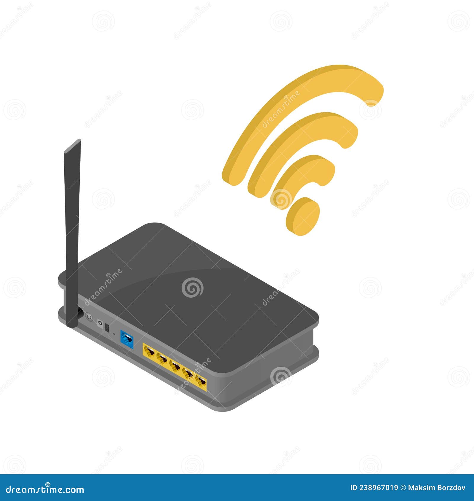 Router Isometric Icon, Great Design for Any Purposes. Stock Vector ...