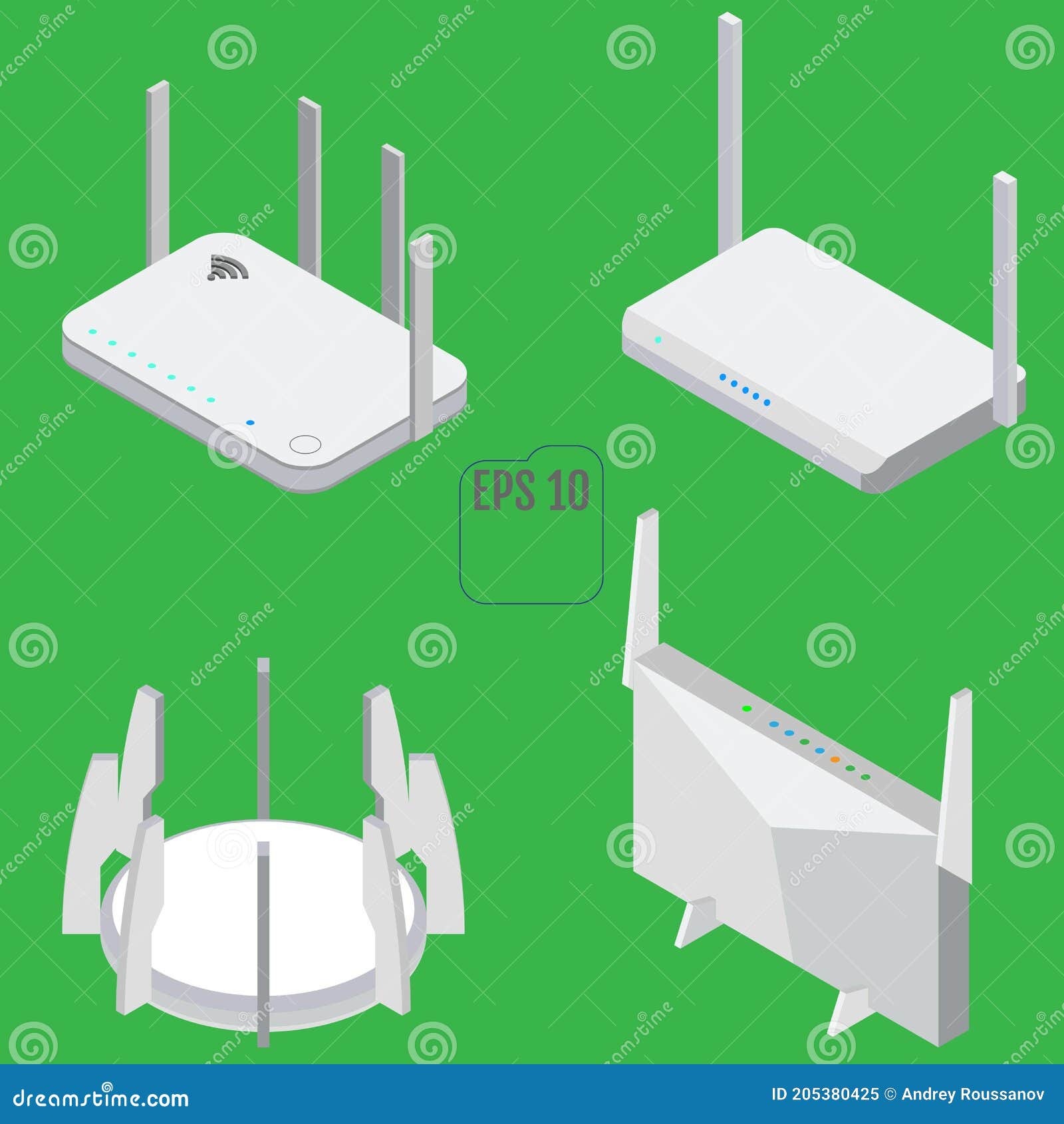 Router Isometric Icons Set. Isolated Stock Vector - Illustration of ...
