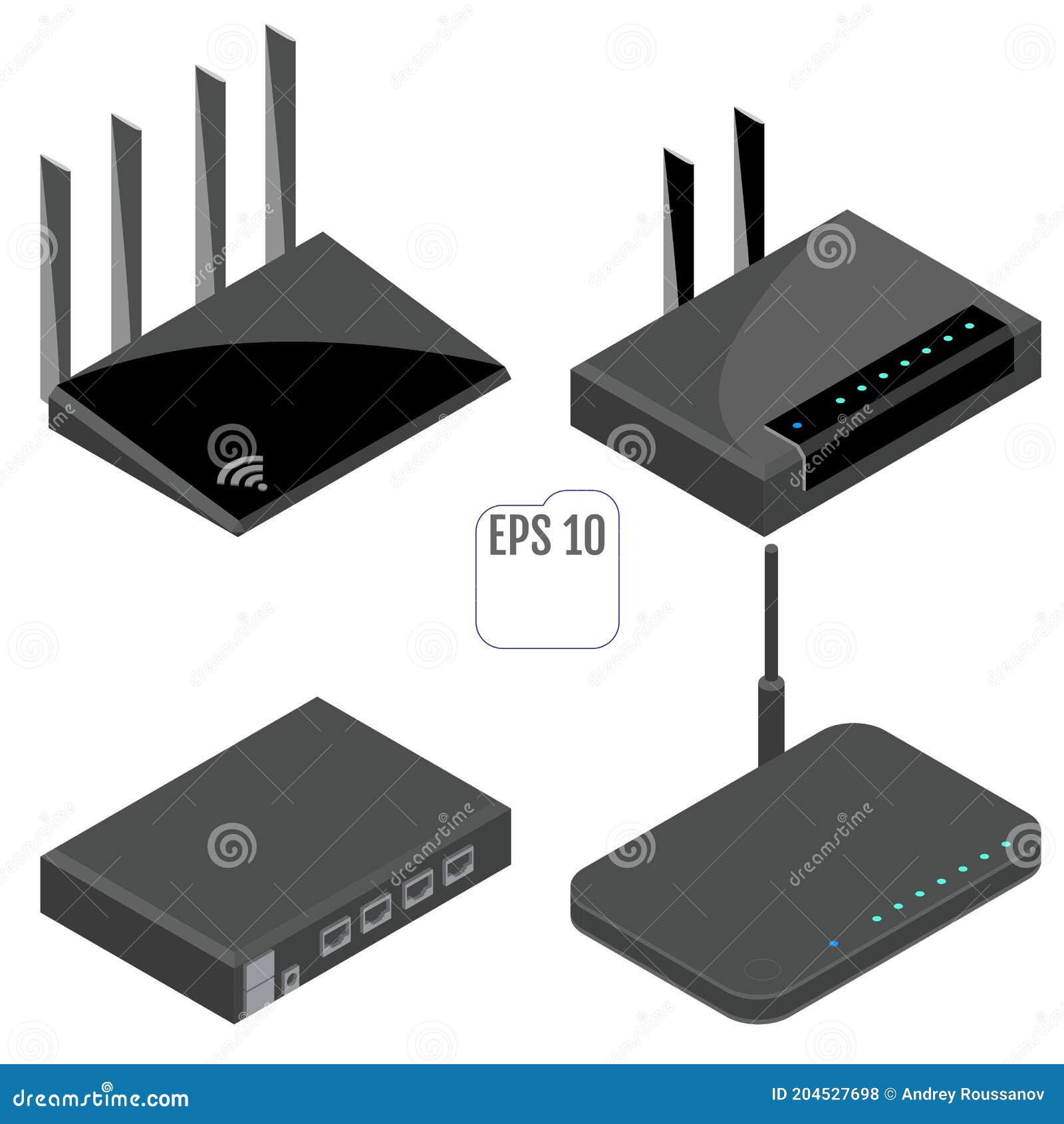 Wi-fi Router Isometric Icon. 3d Line Art Technical Drawing. Editable ...