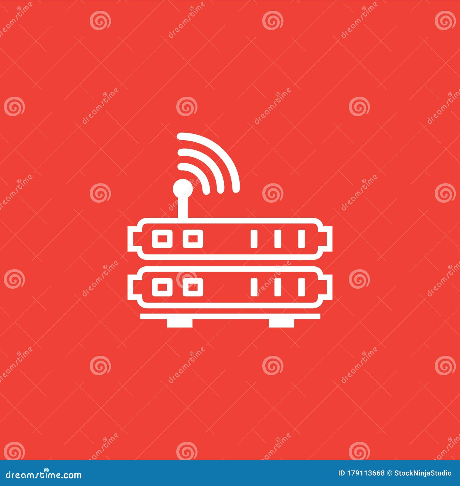 Router Line Icon on Red Background. Red Flat Style Vector Illustration ...