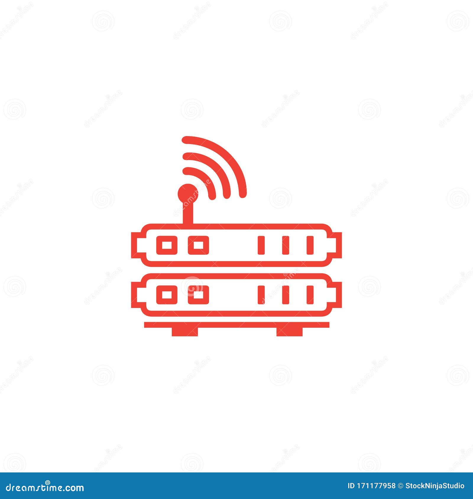 Router Line Red Icon on White Background. Red Flat Style Vector ...