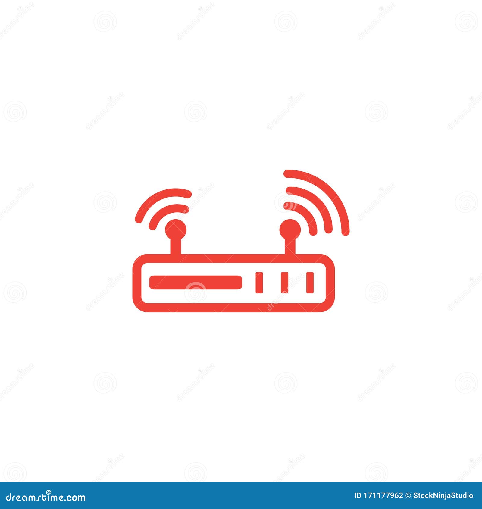 Router Line Red Icon on White Background. Red Flat Style Vector ...