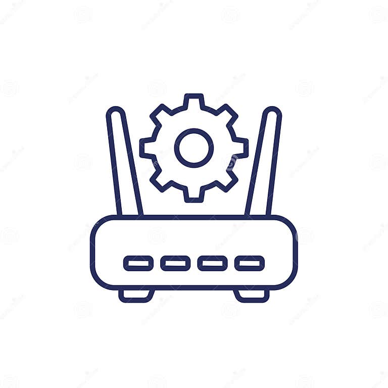 Router, Modem Settings Line Icon Stock Vector - Illustration of signal ...