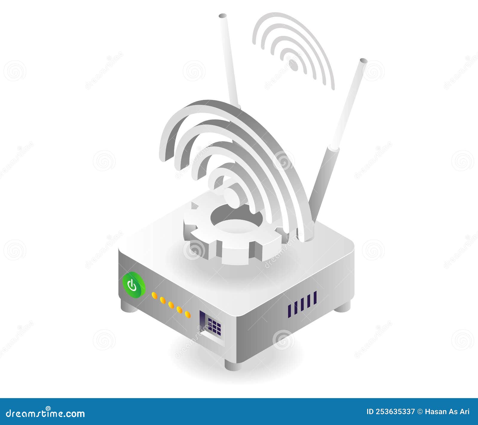 Router Process Wifi in Flat Isometric Illustration Design Stock ...