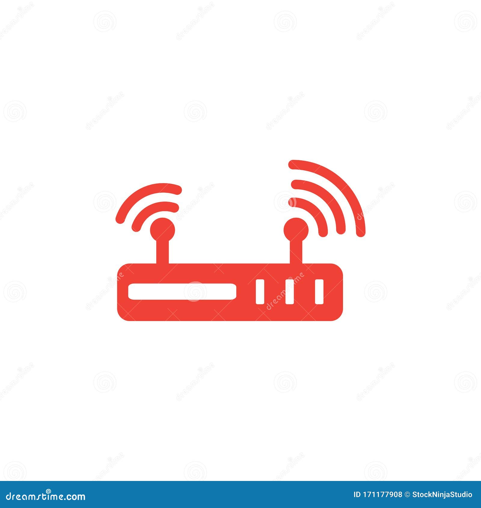 Router Red Icon on White Background. Red Flat Style Vector Illustration ...