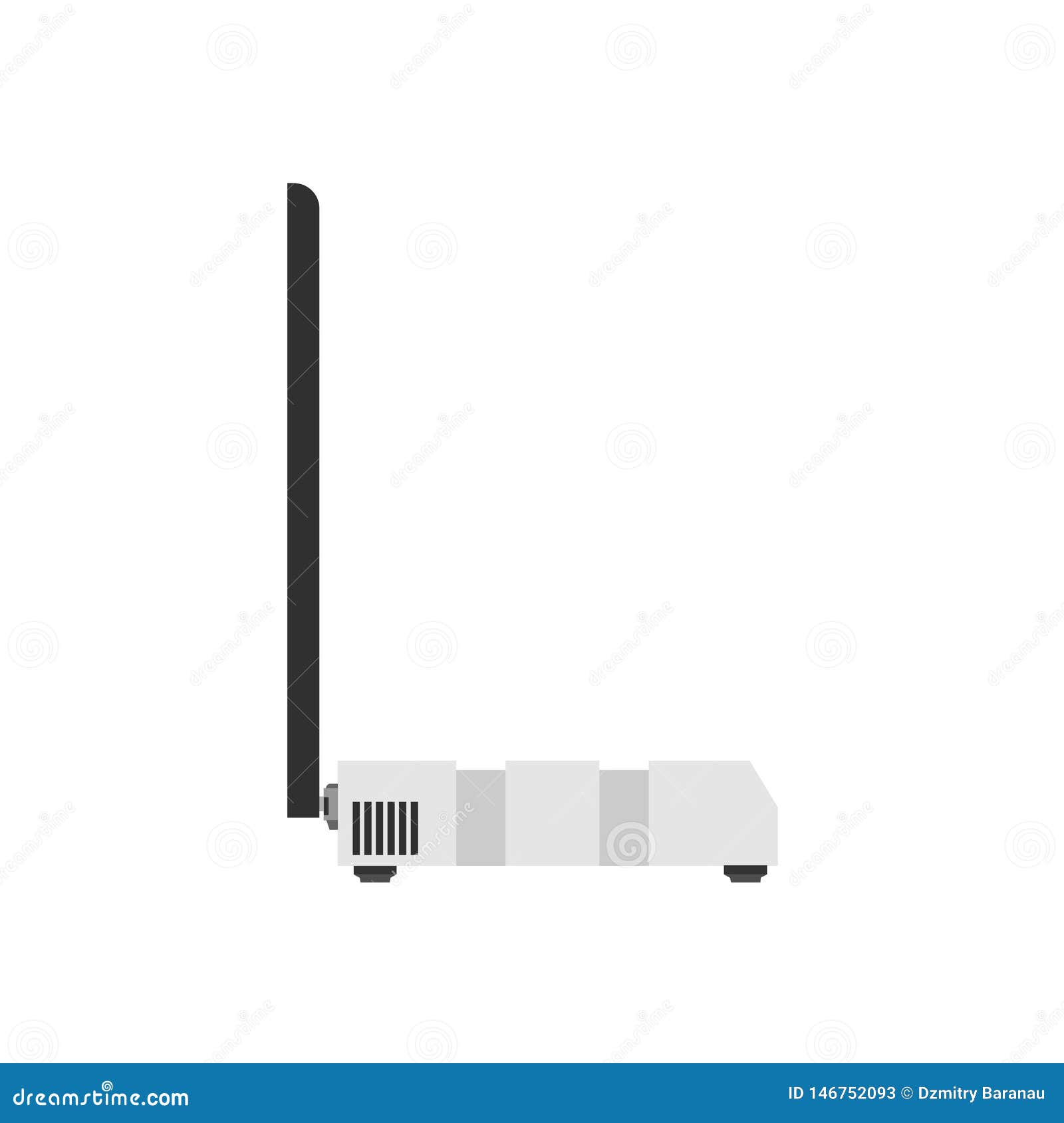 Router Side View Vector Icon Connection Access Isolated White. Firewall ...