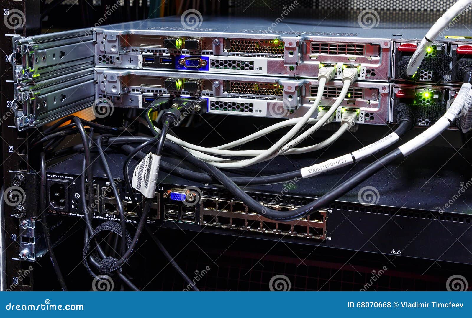 Router Supercomputer Rack Close-up, Wires and Connectors Stock Photo ...