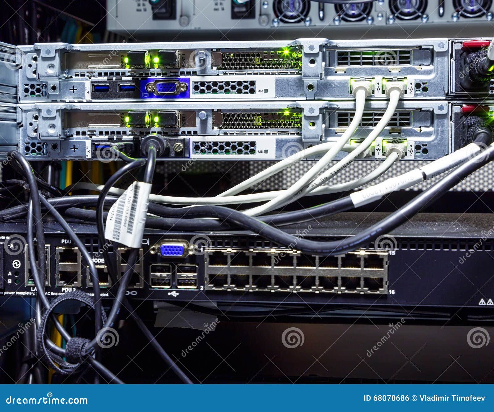 Router Supercomputer Rack Close-up, Wires and Connectors Stock Photo ...