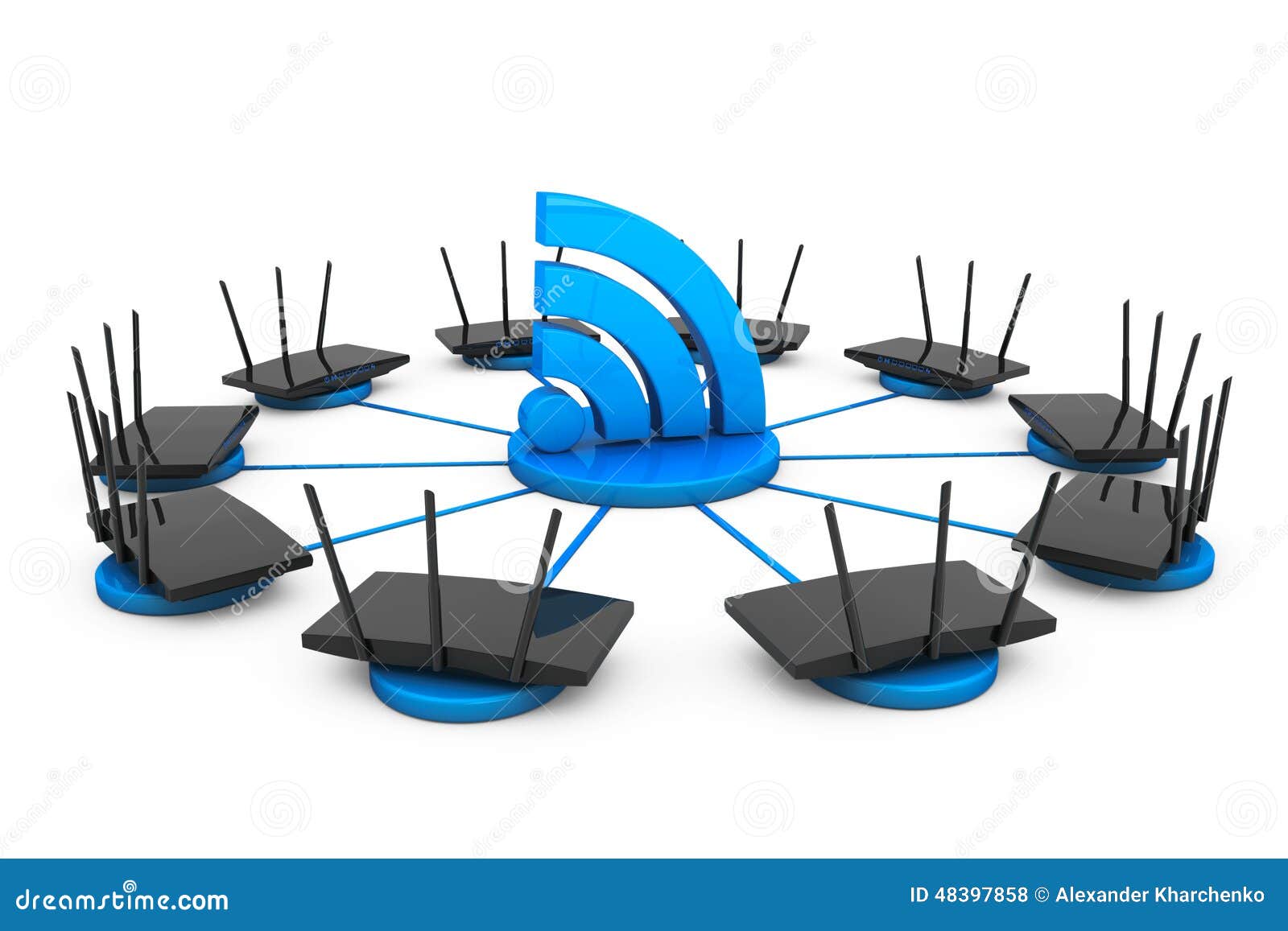 Routers around Wi-Fi sign stock illustration. Illustration of digital ...