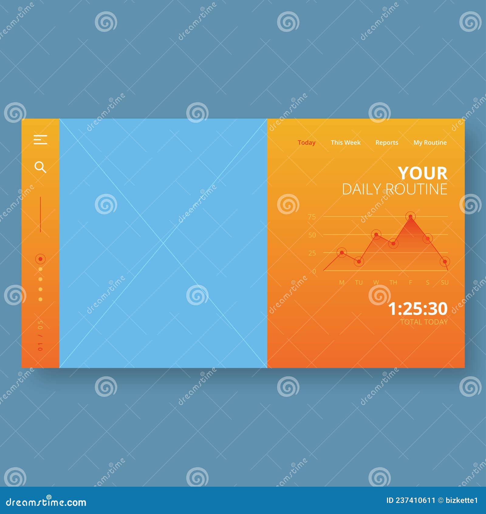Daily Routine App Template Computer Screen Design Illustration Stock ...