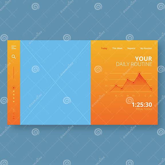 Daily Routine App Template Computer Screen Design Illustration Stock ...