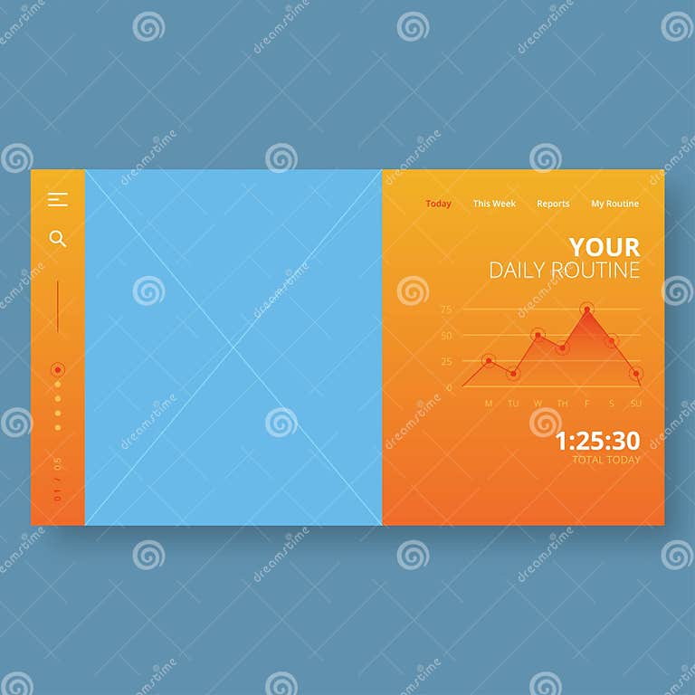 Daily Routine App Template Computer Screen Design Illustration Stock ...