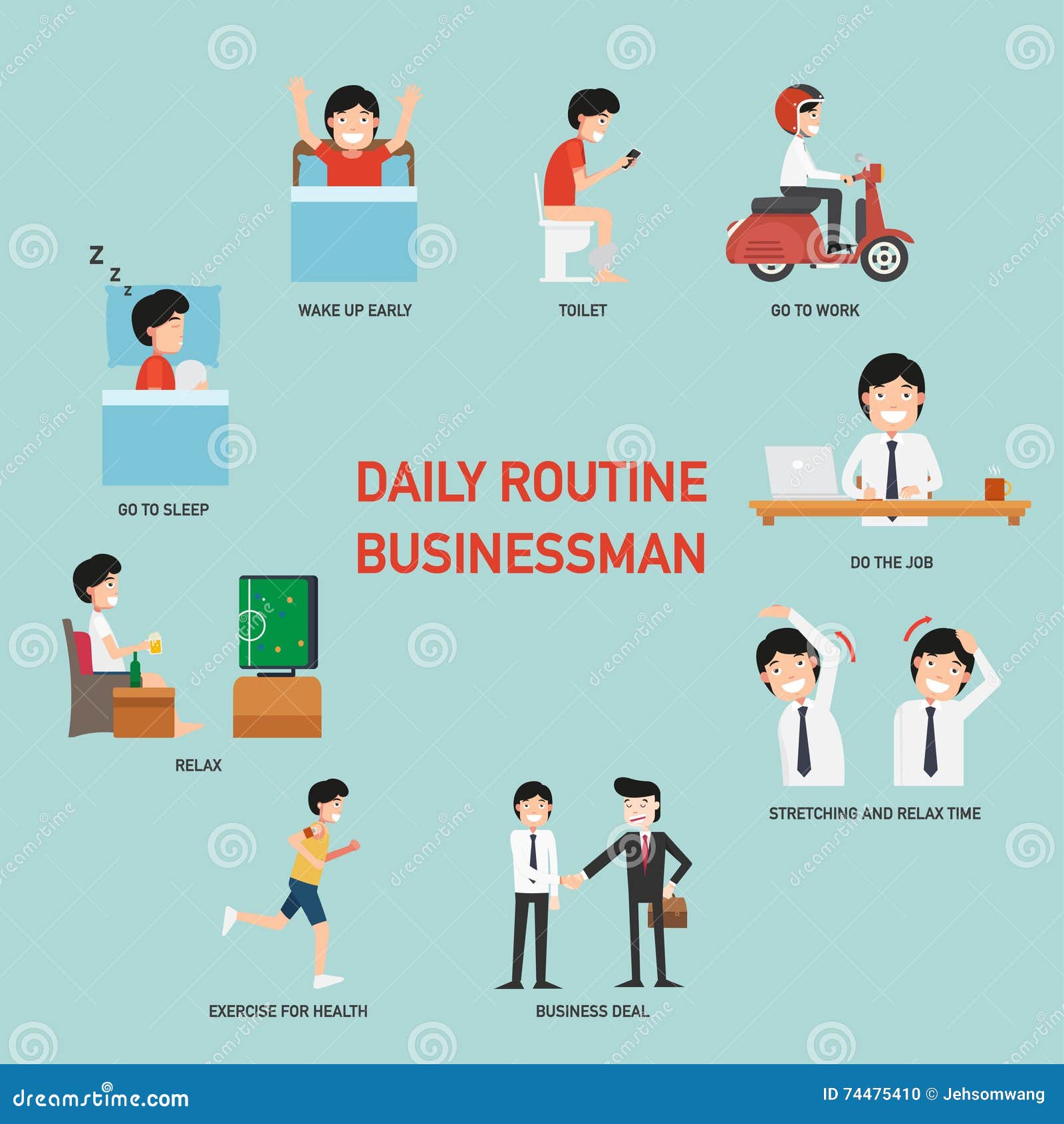 Daily Routine Business People Infographic,vector Stock Vector ...