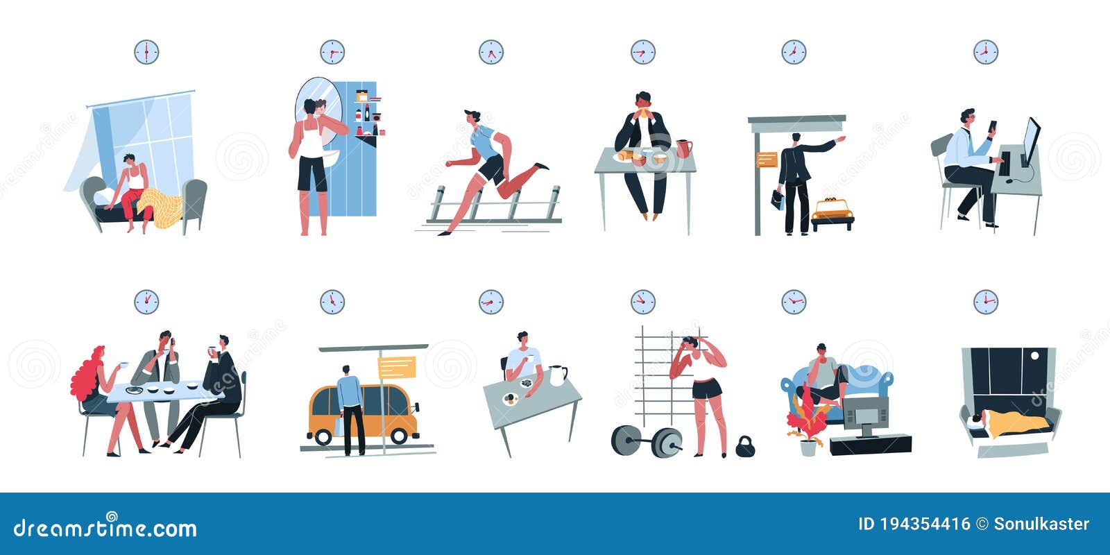 Daily Routine of Character, Schedule of Day Vector Stock Vector ...