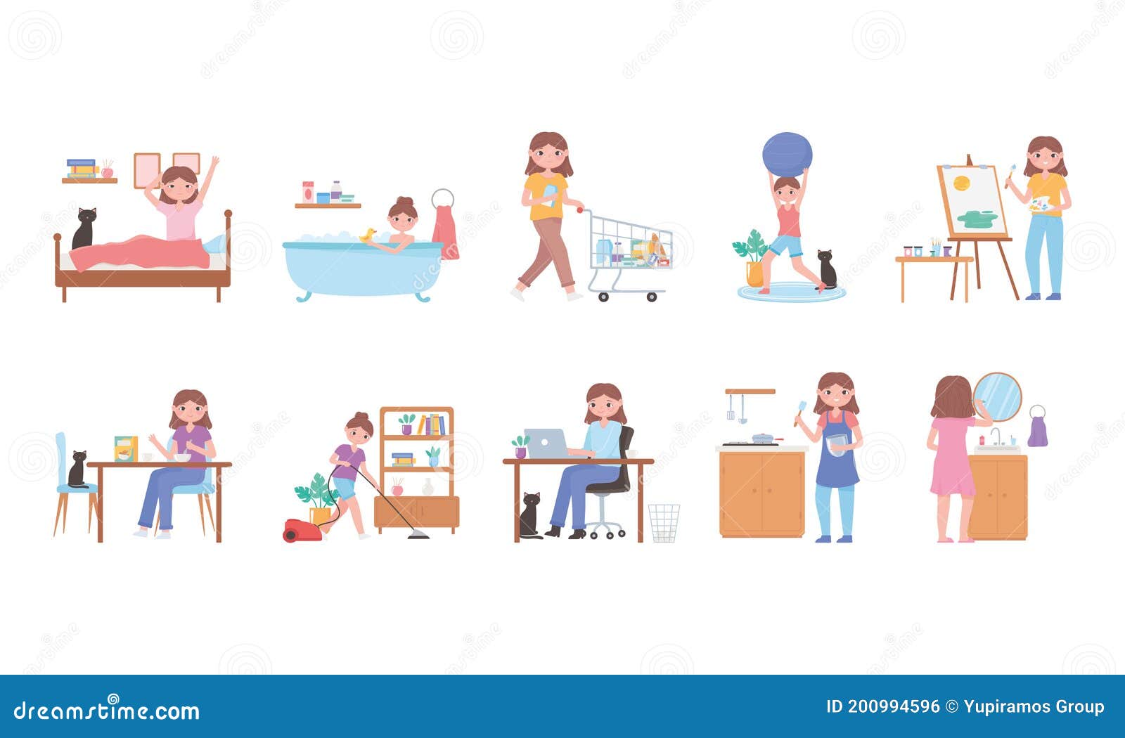 Daily Routine And Everyday Life Habits With Duties Repetition Outline ...