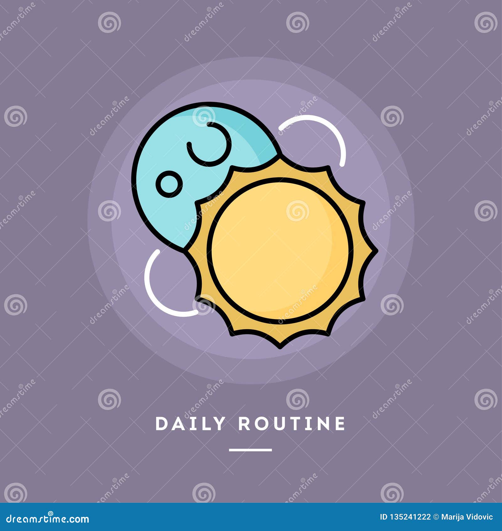 Daily Routine, Flat Design Thin Line Banner. Vector Illustration. Stock ...