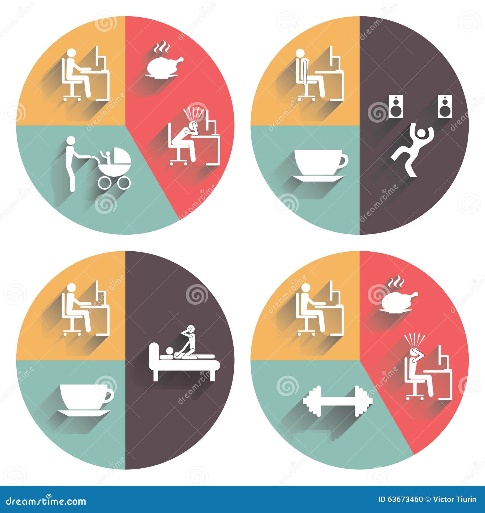 Daily routine. stock vector. Illustration of club, infographic - 63673460