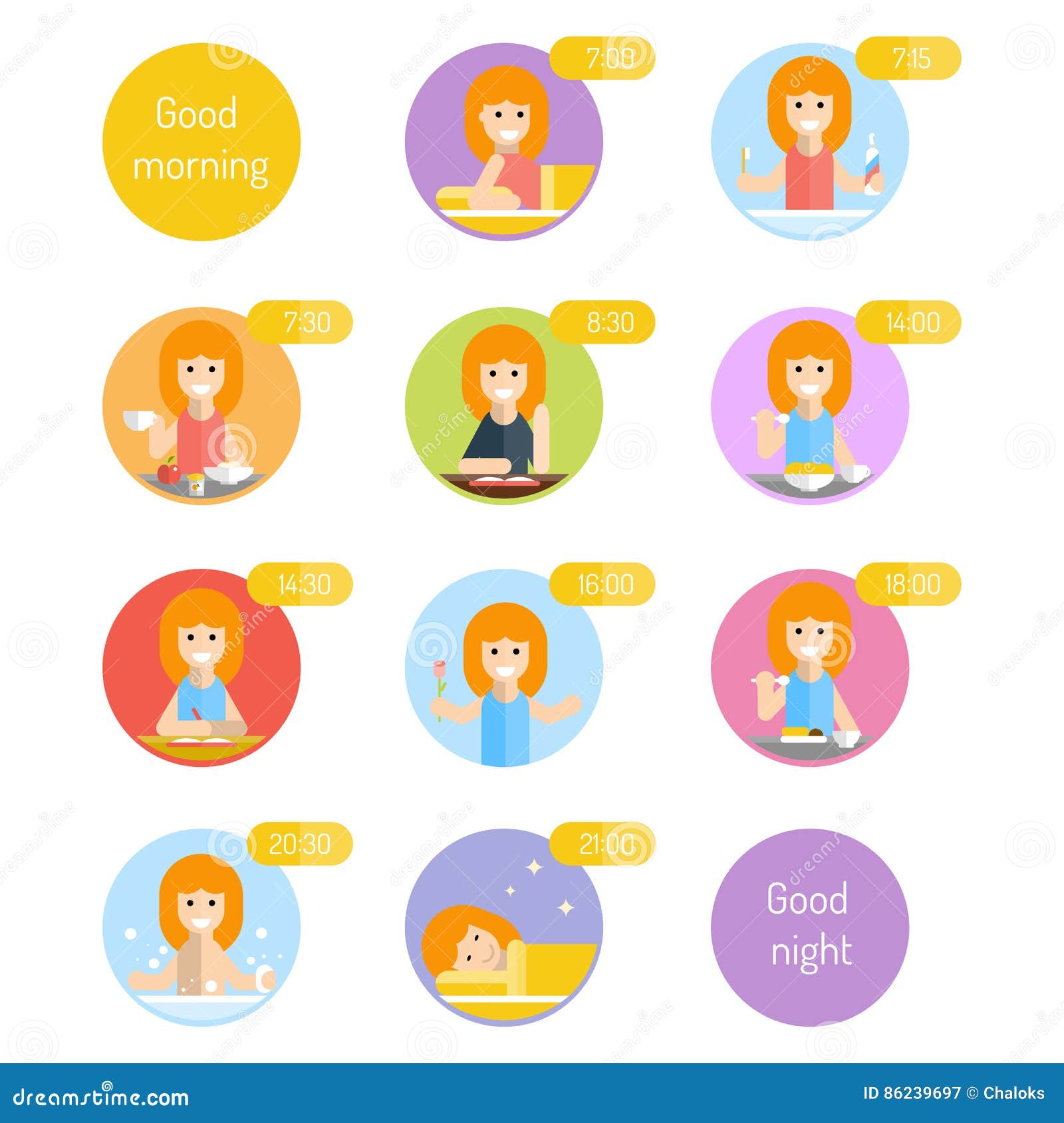 Daily Routine Of Kids Infographic,illustration. | CartoonDealer.com ...