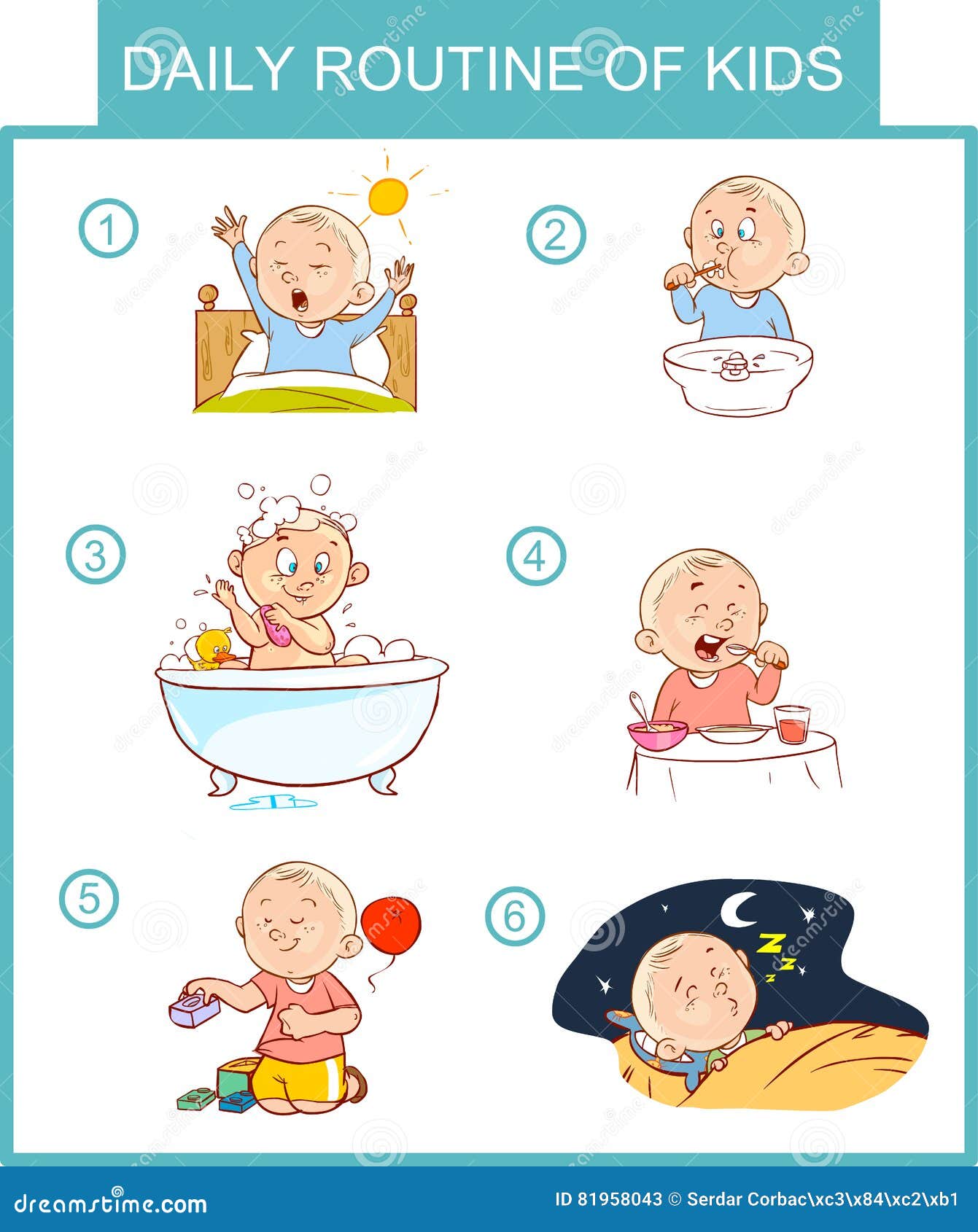 Daily Routine Of Kids Infographic,illustration. | CartoonDealer.com ...