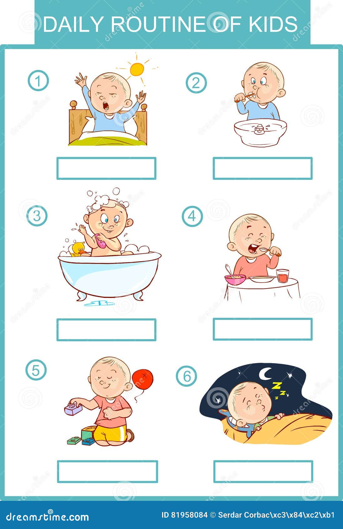 Daily Routine Of Kids Infographic,illustration. | CartoonDealer.com ...