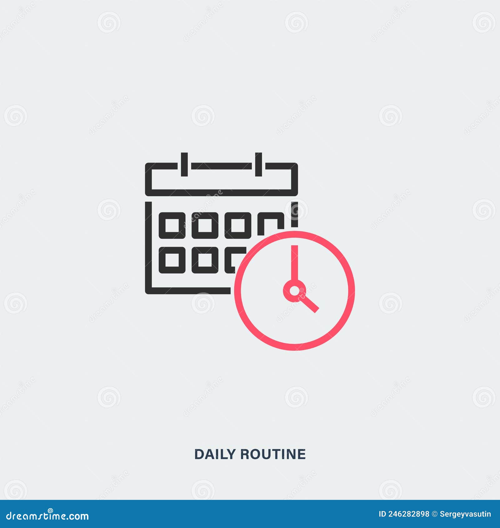 Daily Routine Linear Vector Icon. Outline Calendar and Timer Symbols ...