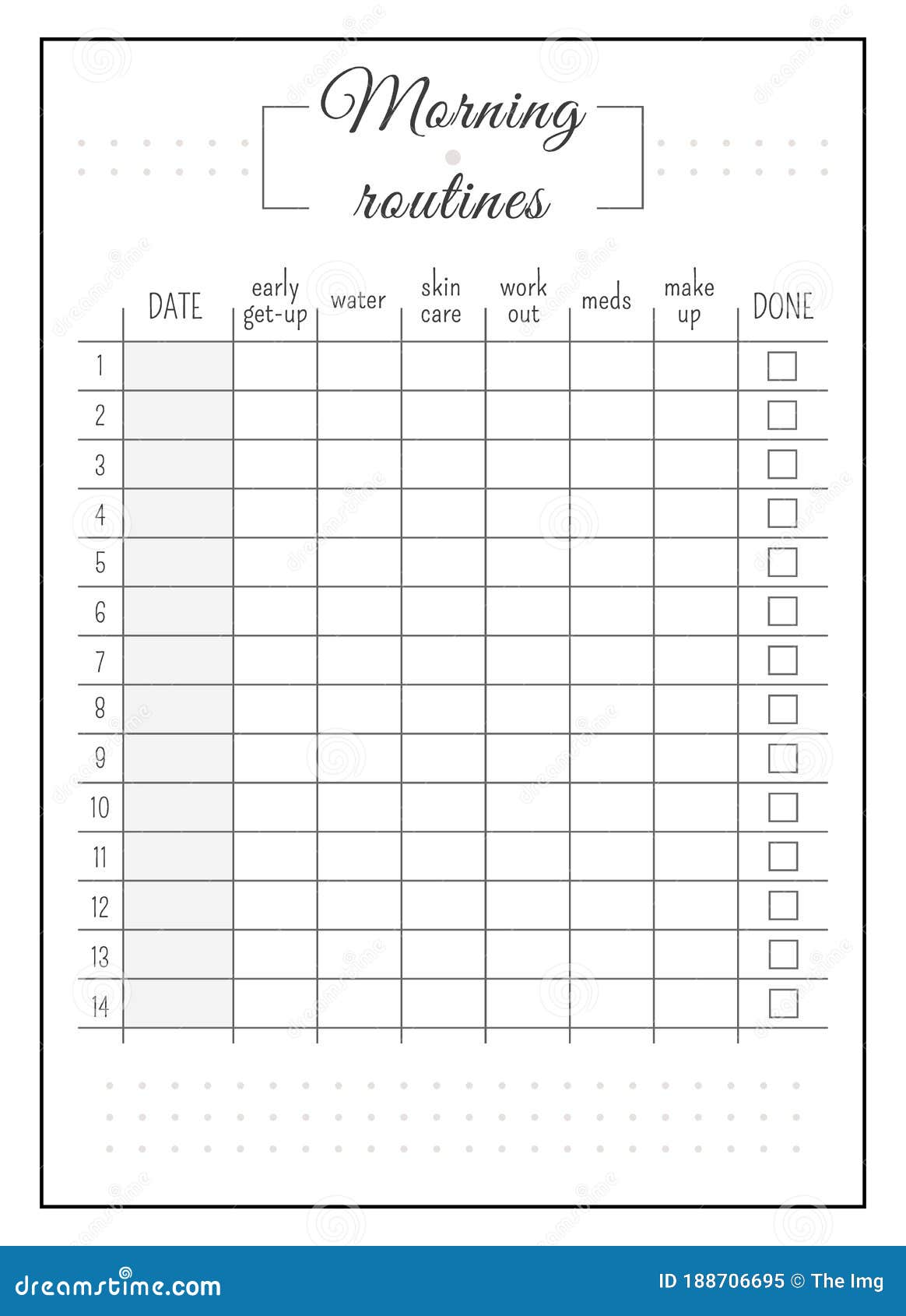 Daily Routine Minimalist Planner Page Design Stock Vector ... Daily Routine Minimalist Planner Page Design Stock Vector ...