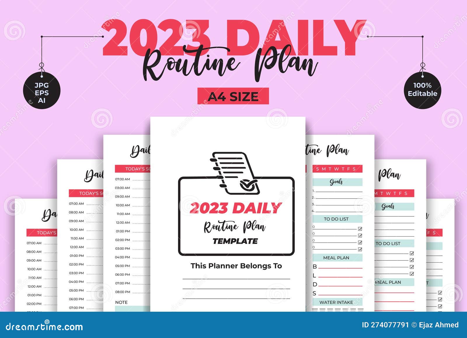 2023 daily Routine Plan Interior Low and No Content Book Template Stock ...