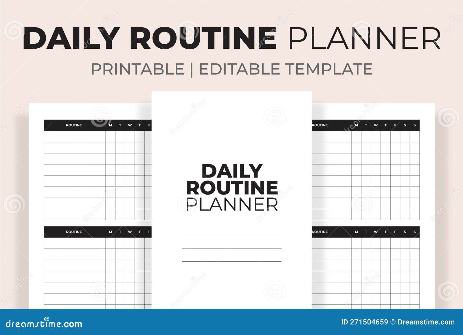 Daily Routine Planner KDP Interior Stock Illustration - Illustration of ...
