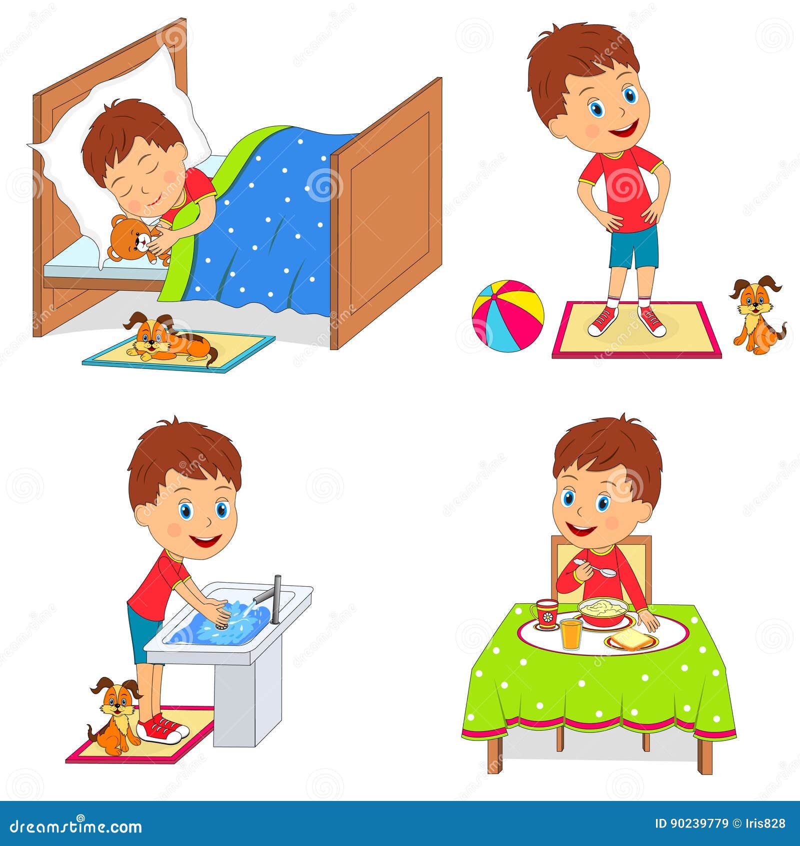 Routine Quotidienne D'enfants Illustration de Vecteur - Illustration du ...