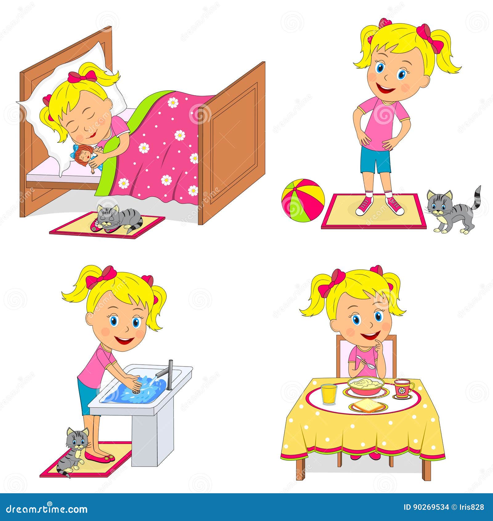 Routine Quotidienne D'enfants Illustration de Vecteur - Illustration du ...