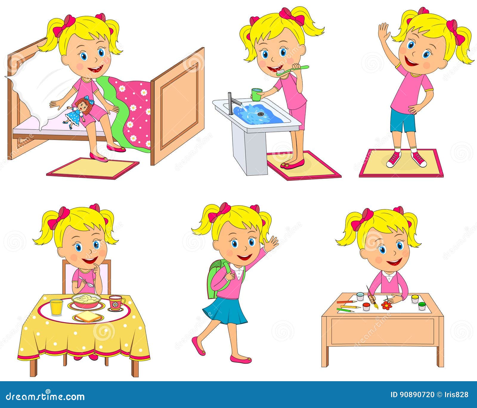 Routine Quotidienne D'enfants Illustration de Vecteur - Illustration du ...