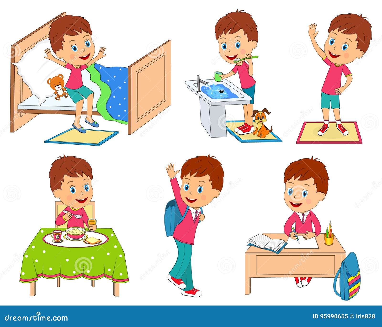 Routine Quotidienne D'enfants Illustration de Vecteur - Illustration du ...